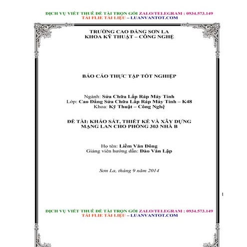 Khảo sát thiết kế và xây dựng mạng Lan cho phòng 303 nhà B.doc