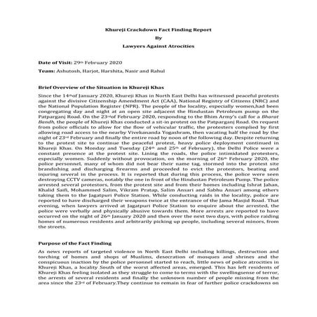 Khureji crackdown fact finding report | PDF