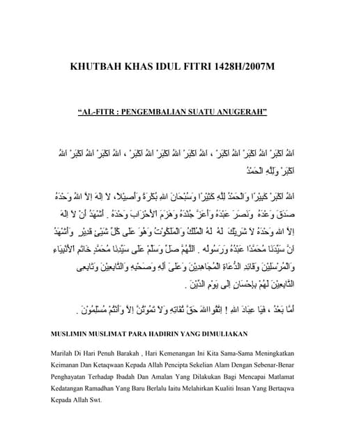 Khutbah idul fitri singkat tersedih judul perjuangan ibu | PDF