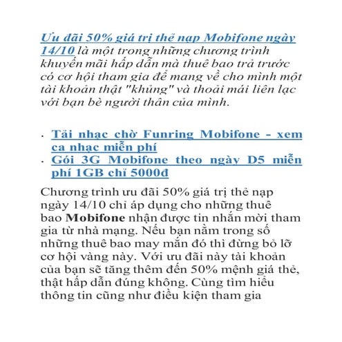 Dịch vụ di động Mobifone | PDF