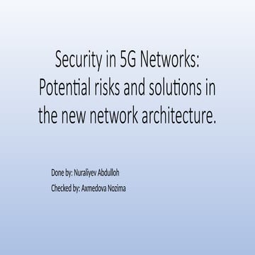 Security in 5G Networks: Potential risks and solutions in new network ...