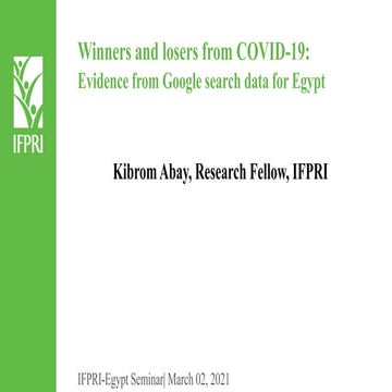 Kibrom Abay (IFPRI) • 2021 IFPRI Egypt Seminar Series: "COVID-19 lessons for rebuilding ...