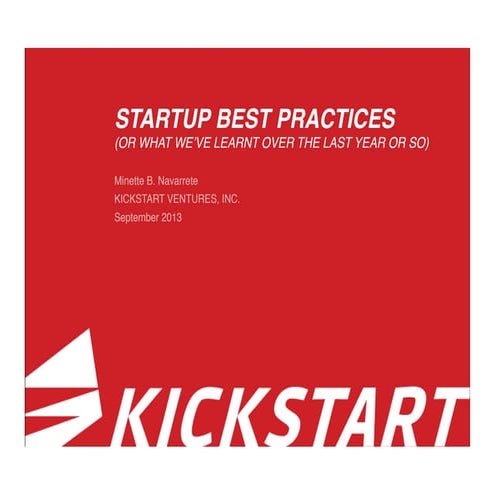 Kickstart Startup Best Practices | PDF