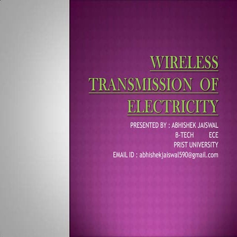 wireless transmission of electricity | PPT