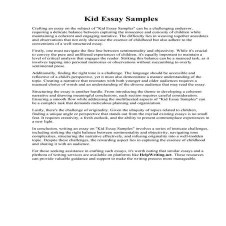Kid Essay Samples | PDF