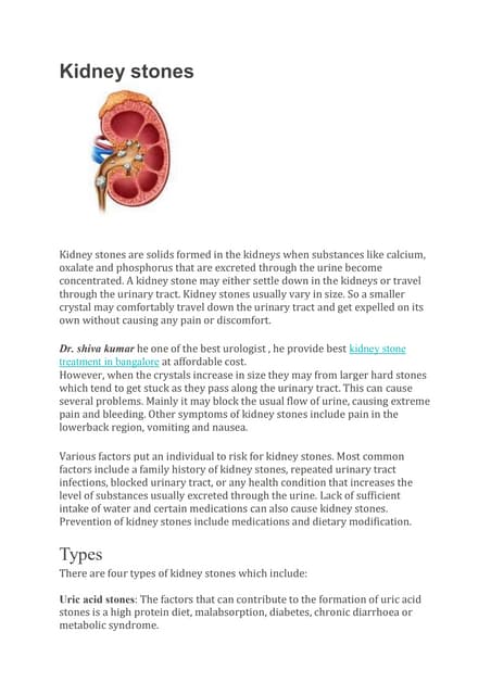 Kidney Stone.pptx | Digestive Disorders | Diseases and Conditions
