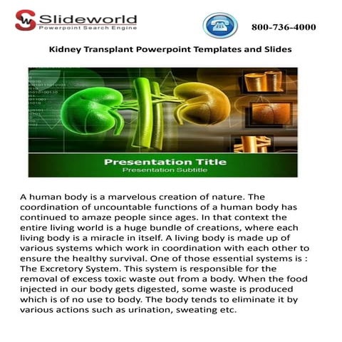 Kidney Transplant Powerpoint Templates and Slides | PDF