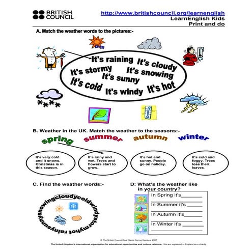 Kids Print Weather Words | PDF