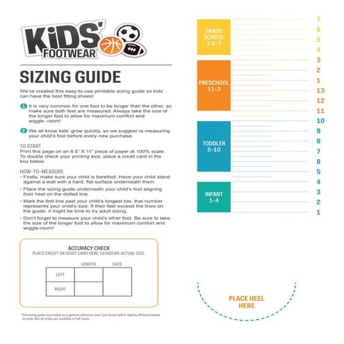 Sport Chek Kids' Footwear Sizing Guide | PDF
