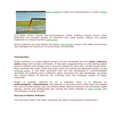 presentation on water pollution | PPT
