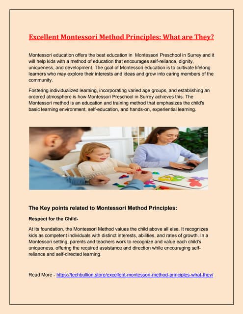 What is the Montessori Theory of Childcare? | PDF