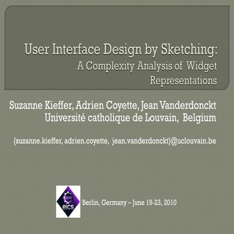 User Interface Design by Sketching: A Complexity Analysis of Widget Representations | PPT
