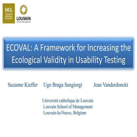 ECOVAL: A Framework for Increasing the Ecological Validity in Usability ...