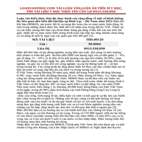 Kien thuc, thai do, thuc hanh cua cong dong ve mot so benh khong lay lien quan den bien doi khi ...