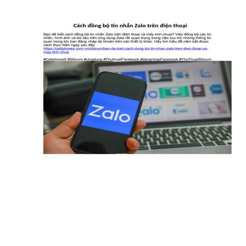 Cách đồng bộ tin nhắn Zalo trên điện thoại | PDF