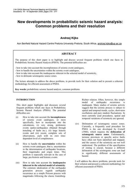 Seismic hazard calculation, PSHA calculation | PPT