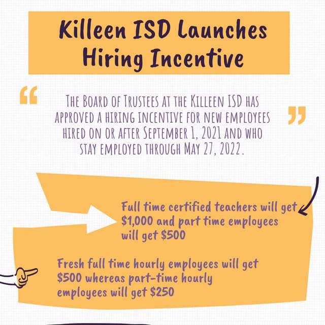 Killeen Isd Launches Hiring Incentive