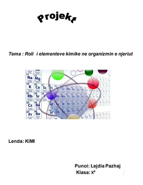 Roli i elementeve kimikë në jetën e njeriut | PPT