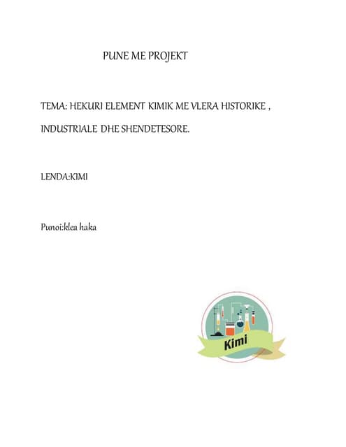 Roli i elementeve kimikë në jetën e njeriut | PPT