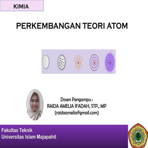 PERKULIAHAN KIMIA DASAR - PERKEMBANGAN TEORI ATOM | PPTX