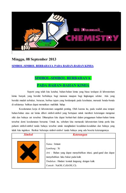 Alat alat keselamatan kerja dan simbol-simbol laboratorium | DOCX