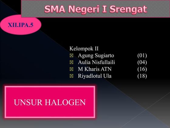 SlideShare Unsur Kimia Halogen | PPTX