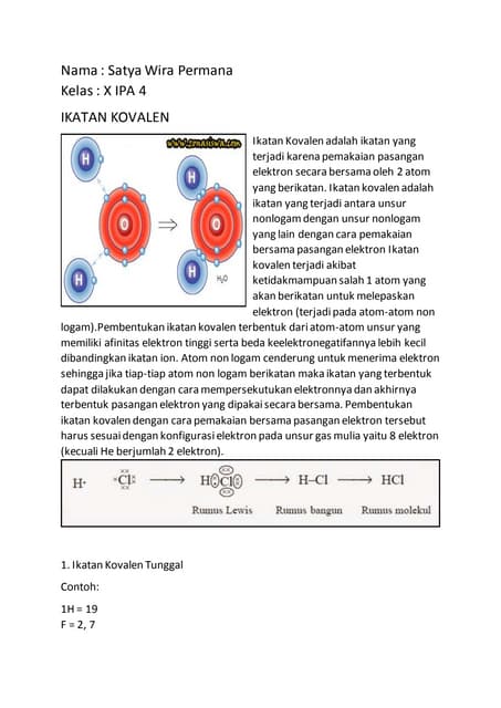 ikatan kimia yang terdiri dari ikatan ion kovalen dan logam | PPTX