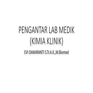 kimia klinik.pptx MATA KULIAHN KIMIA KLINIK | PPTX