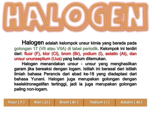 SlideShare Unsur Kimia Halogen | PPTX