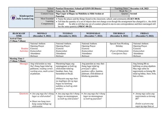 A detailed lesson plan in kinder | PDF