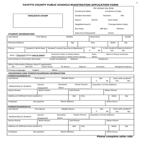 Kindergarten Registration Form | PDF