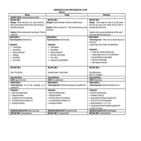 Kindergarten detailed Lesson Plan Week 29.doc | Board Games and Puzzles ...