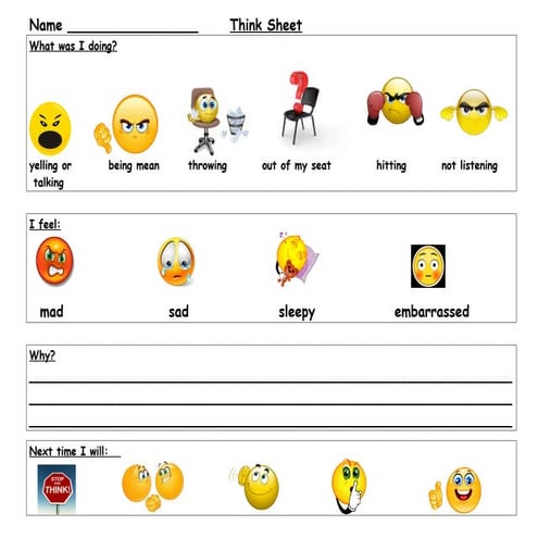 Kindergarten think sheet_#3 | DOC | Educational Assessment | Education