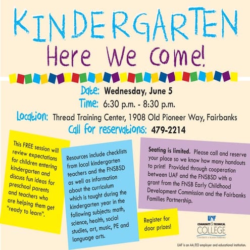 Kindergarten wkshp flyer | PDF