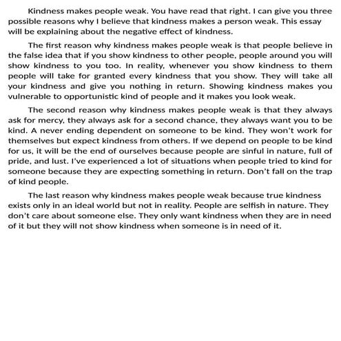 Kindness an Essay Guide to your Persuasive Essay | DOCX