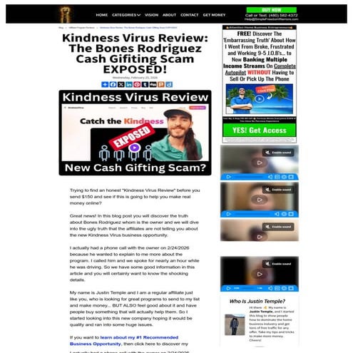 Kindness Virus Review: The Bones Rodriguez Cash Gifting Scam EXPOSED! | PDF