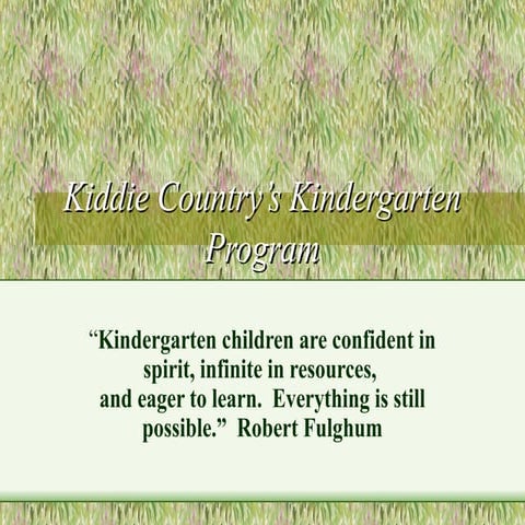 Kindergarten Overview | PPT