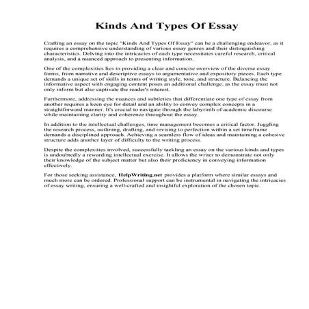 Kinds And Types Of Essay. University of Texas at Austin | PDF ...