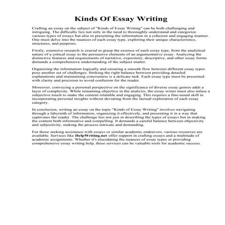 Kinds Of Essay Writing. What is essay writing and types | PDF ...