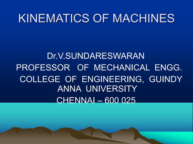 Kinematics Of Machines Presentation Slides Ppt