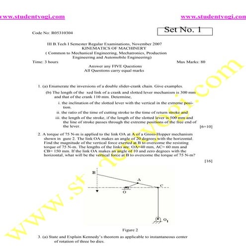 Theory of machines solution of exercise | PDF