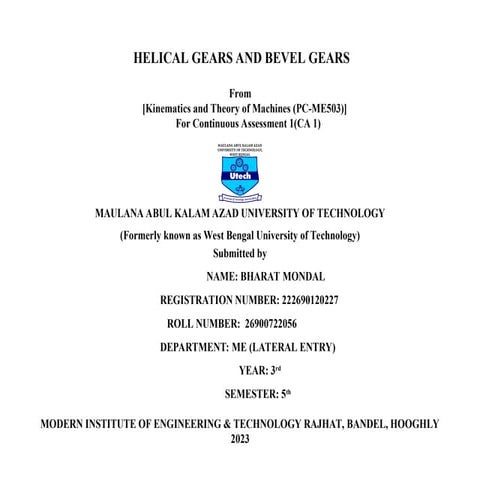 Helical gears formulas | PDF