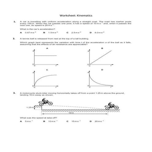 Kinematics worksheet | DOCX