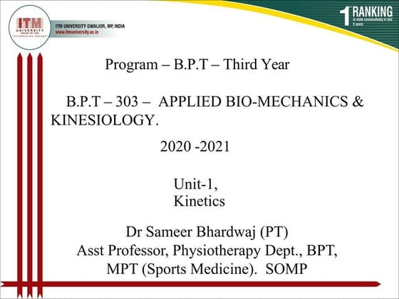11 kinematics and kinetics in biomechanics | PPTX | Physics | Science