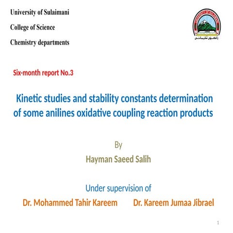 Kinetic studies and stability constants determination of some anilines ...