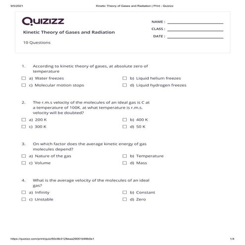 CLASS XII PHYSICS Chapter 3 - Kinetic theory of gases and radiation ...