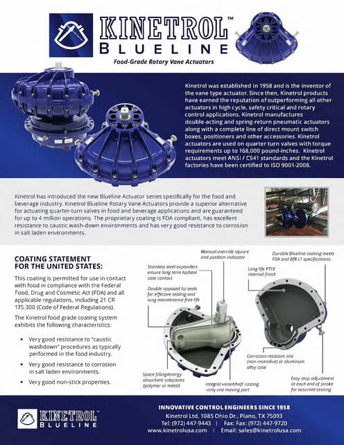 Installation, Operation & Maintenance Instructions for Kinetrol Rotary ...