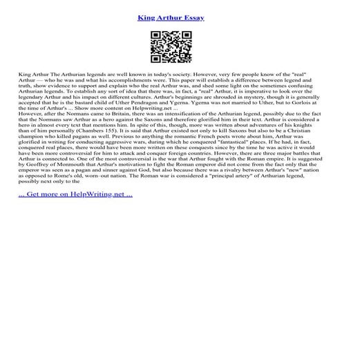 King Arthur Essay | PDF