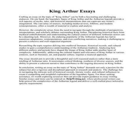 King Arthur Essays. King arthur fact or fiction essay. King Arthur and ...