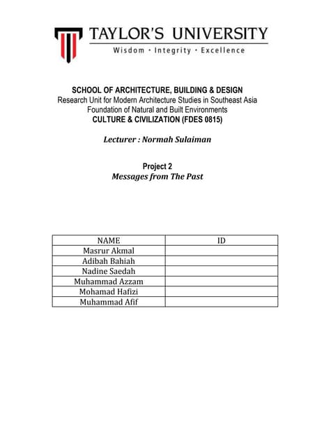 ARCHITECTURE DESIGN REPORT SEM 6 | PPTX